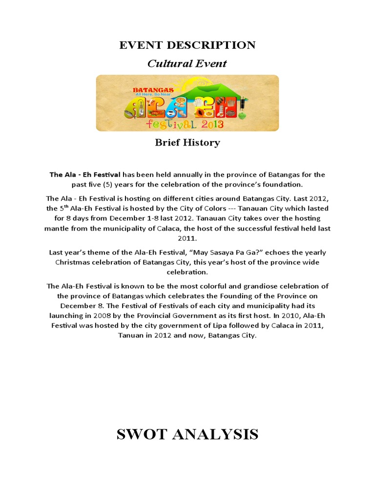 Swot Analysis: Event Description | PDF
