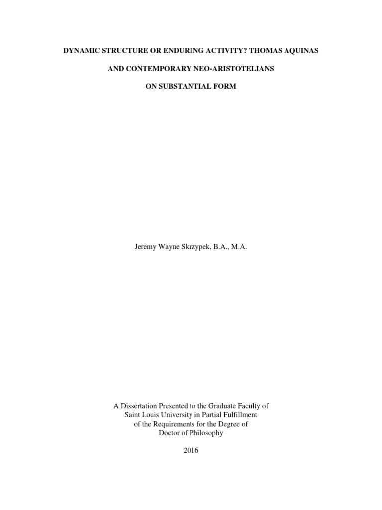Dynamic Structure or Enduring Activity | PDF | Thomas Aquinas | Thomism