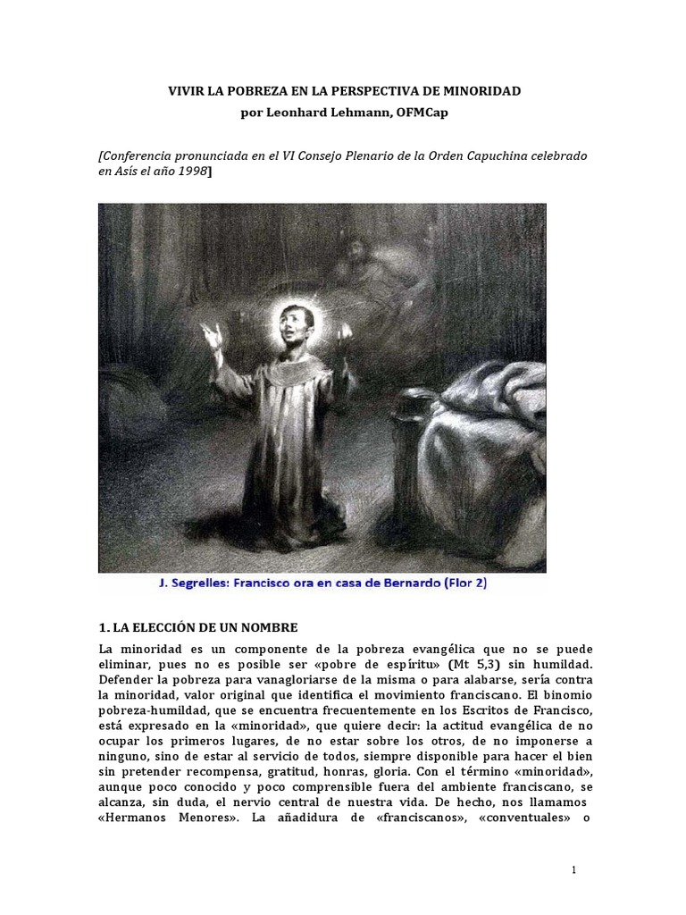 Minoridad: Pobreza y Humildad Franciscana | PDF | Papa Francisco | Jesús