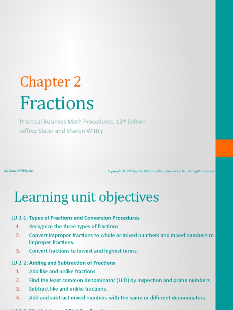 Fractions: Practical Business Math Procedures, 12 Edition Jeffrey ...