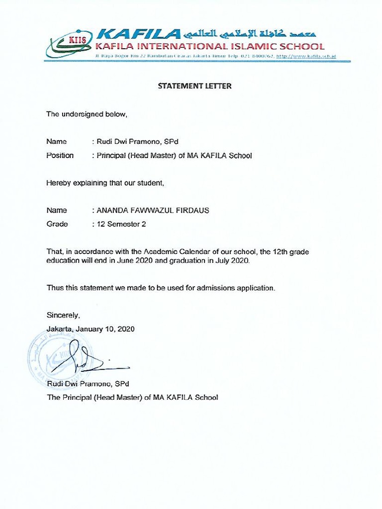 Statement Letter Graduation | PDF