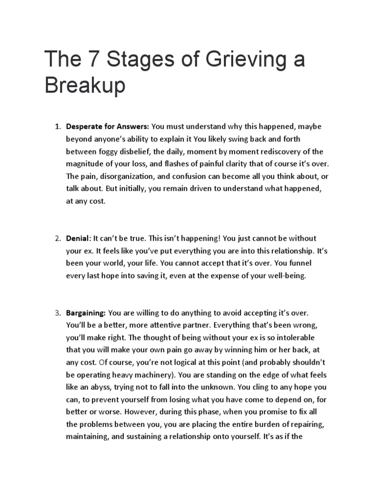 The 7 Stages of Grieving A Breakup | PDF | Grief | Anger