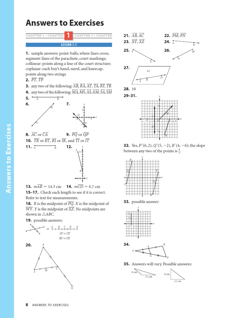 Answers To Exercises: Lesson 1.1 | PDF | Euclidean Plane Geometry ...