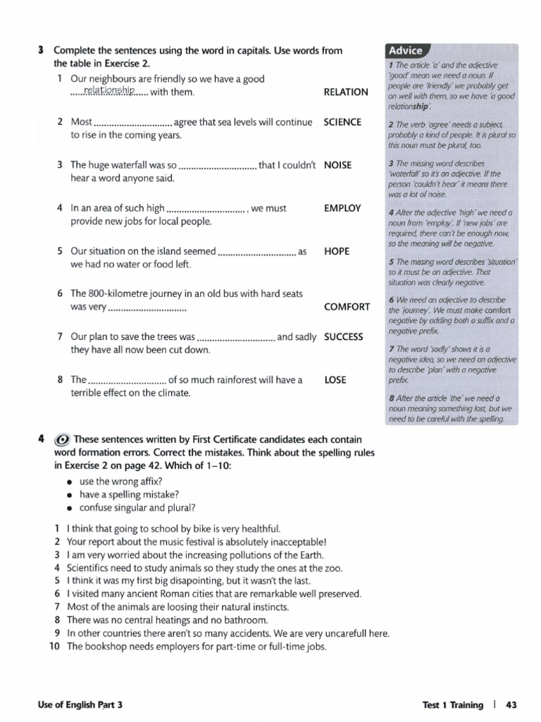 Fce Word Formation From Fce Trainer | PDF