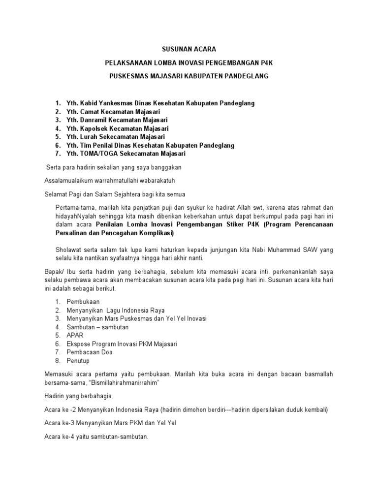 Susunan Acara MC Akreditasi | PDF