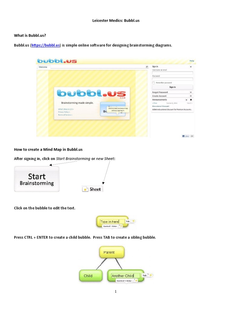 Using Bubbl.us for Mind Mapping | PDF