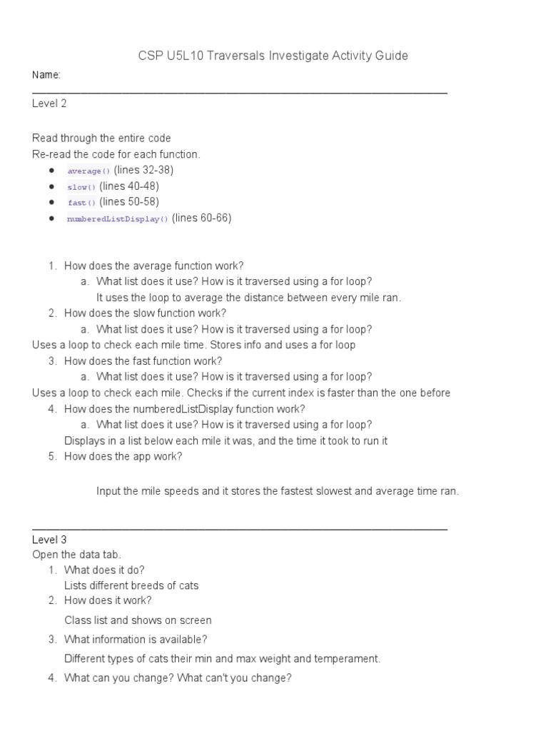 Traversals Investigate Activity Guide | PDF | Function (Mathematics ...