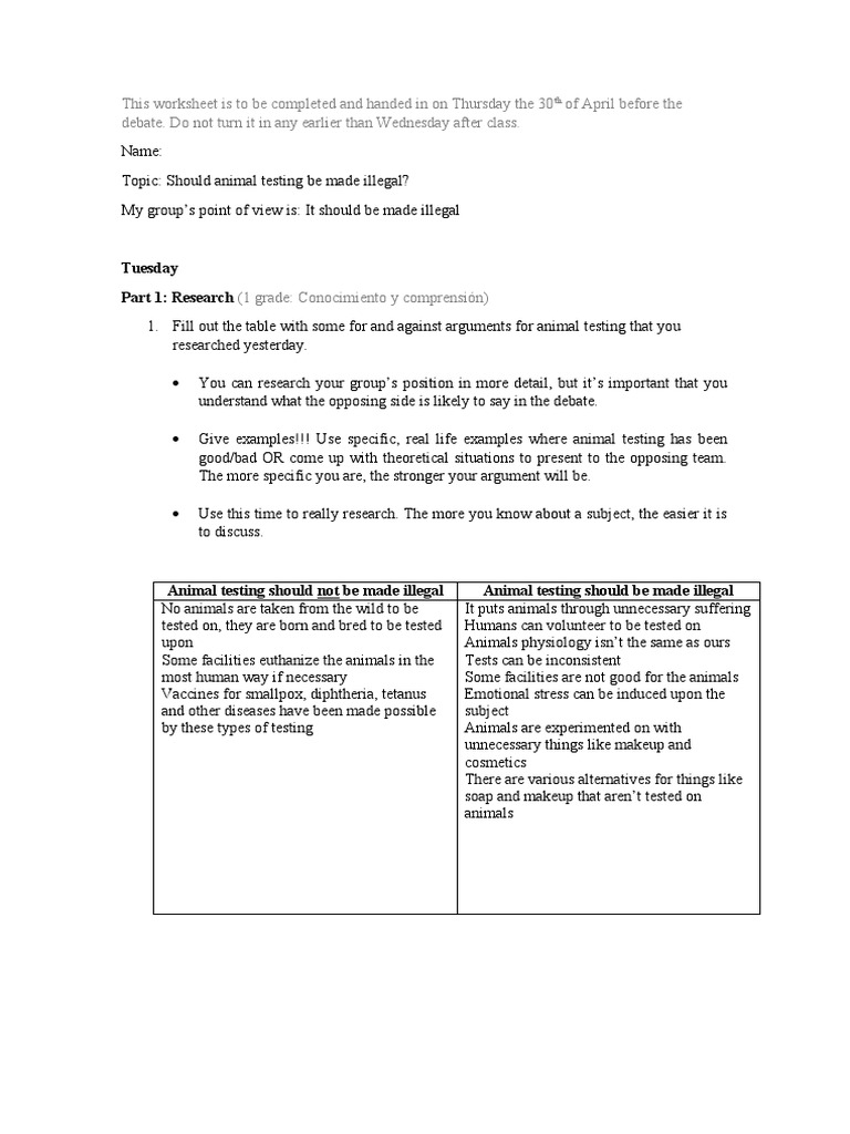 Animal Testing Debate Worksheet | PDF | Animal Testing | Public Health