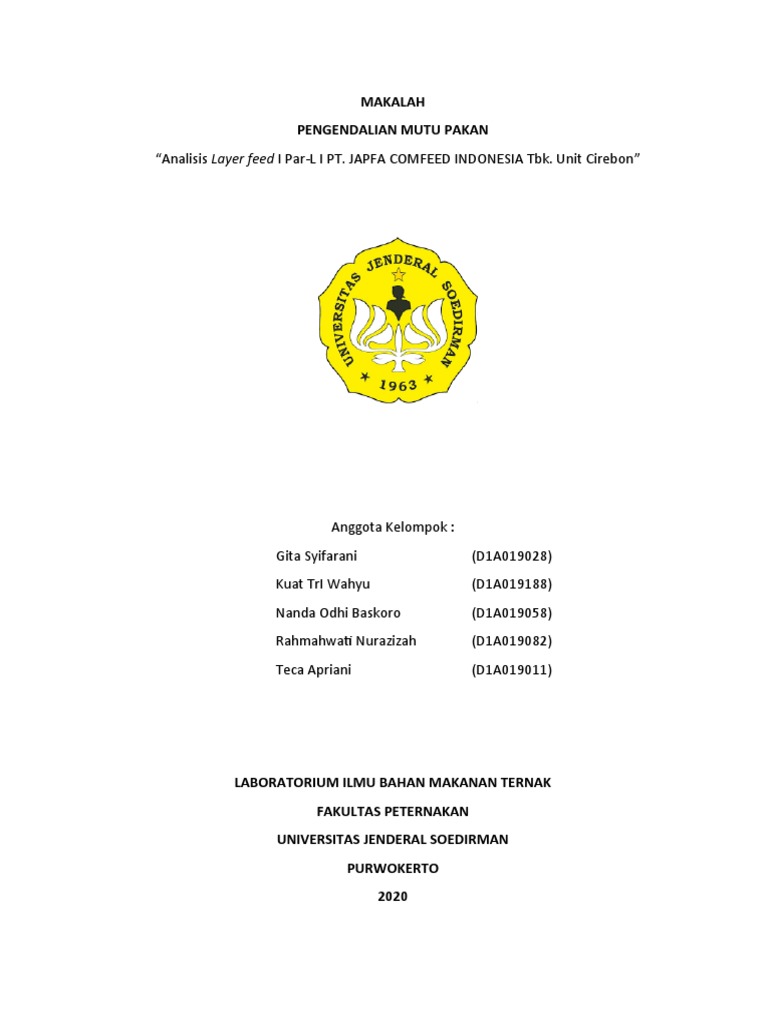 Makalah Analisis Layer Feed I Par-L I PT. JAPFA COMFEED INDONESIA Tbk ...