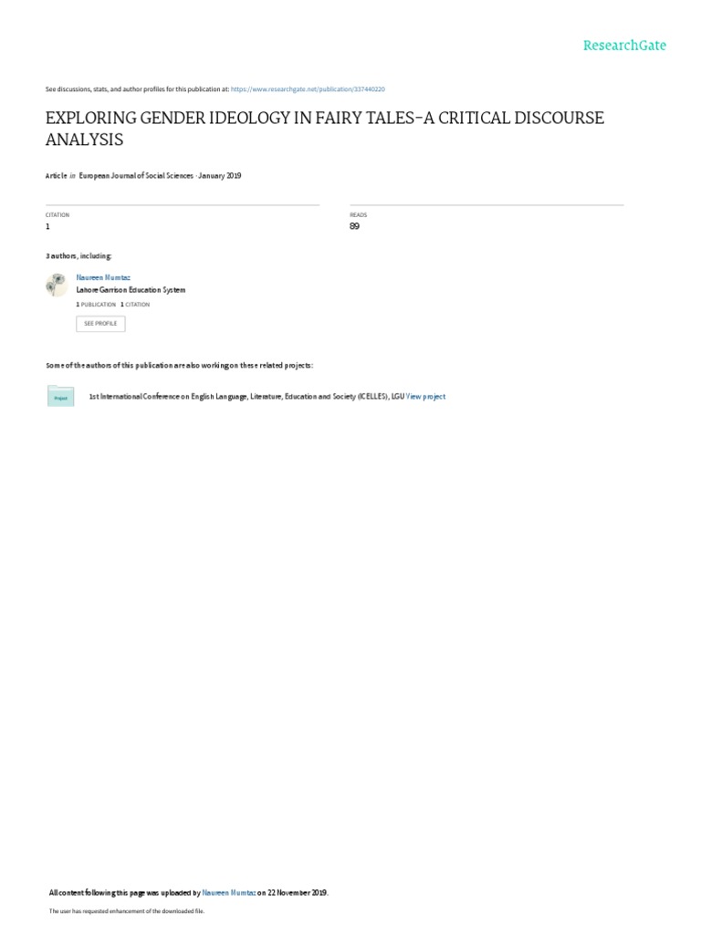 Exploring Gender Stereotypes in Fairy Tales | PDF | Discourse | Fairy Tales