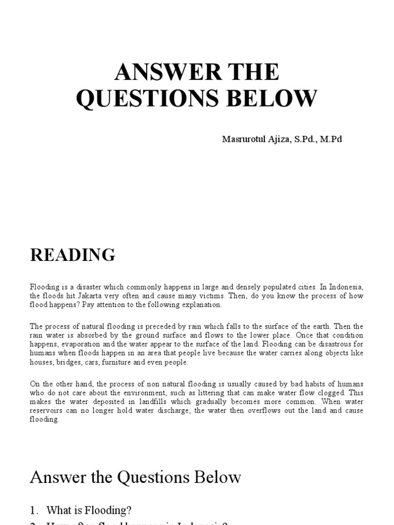 Preliminary Questions | Download Free PDF | Flood | Rain