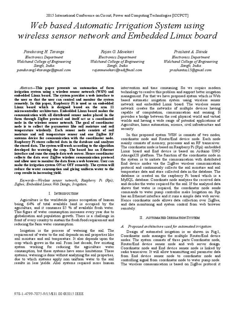 Smart Greenhouse | PDF | Wireless Sensor Network | Embedded System