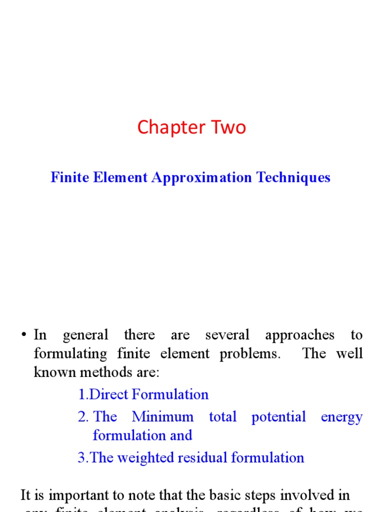 Chapter Two Finite Element Approximation Techniques Pdf Finite Element Method Stress