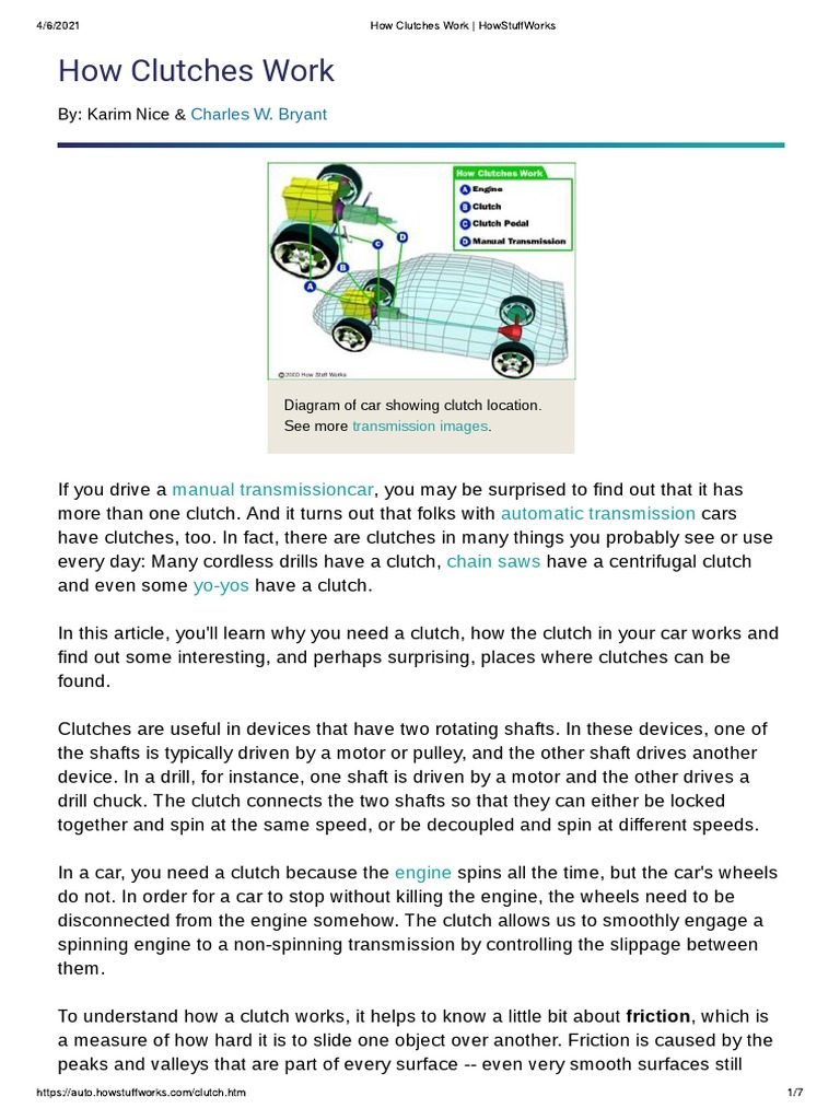 How Clutches Work - HowStuffWorks | PDF | Clutch | Transmission (Mechanics)