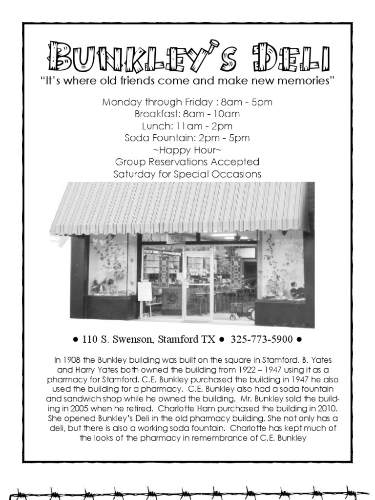 Bunkley's Deli: "It's Where Old Friends Come and Make New Memories ...