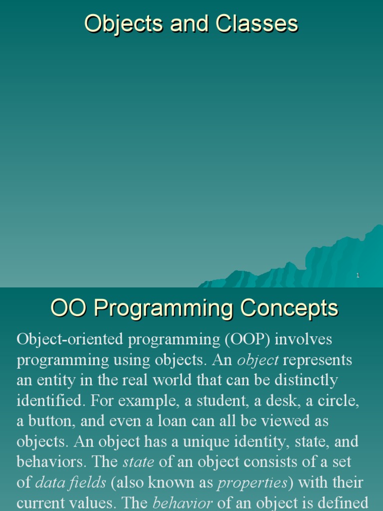 Objs&Classes | PDF | Constructor (Object Oriented Programming) | Programming