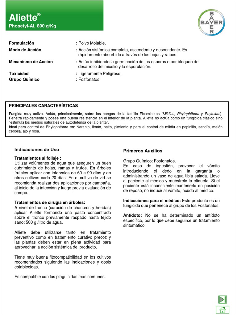 Ficha Aliette | PDF | Fungicida | Bienestar