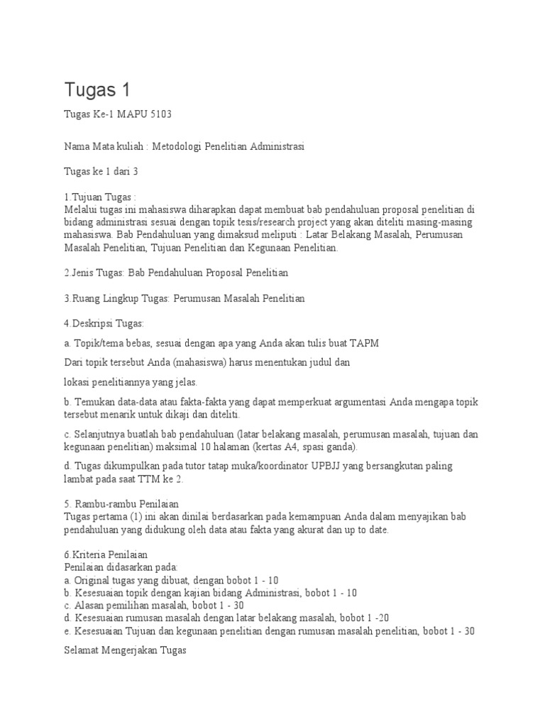 Mapu5103 - Tugas 1 Metode Penelitian Ut | PDF