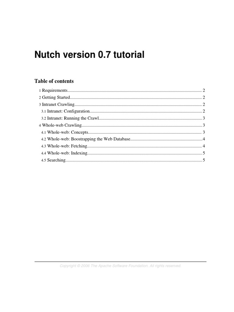 Nutch Version 07 Tutorial Pdf Database Index Information Retrieval