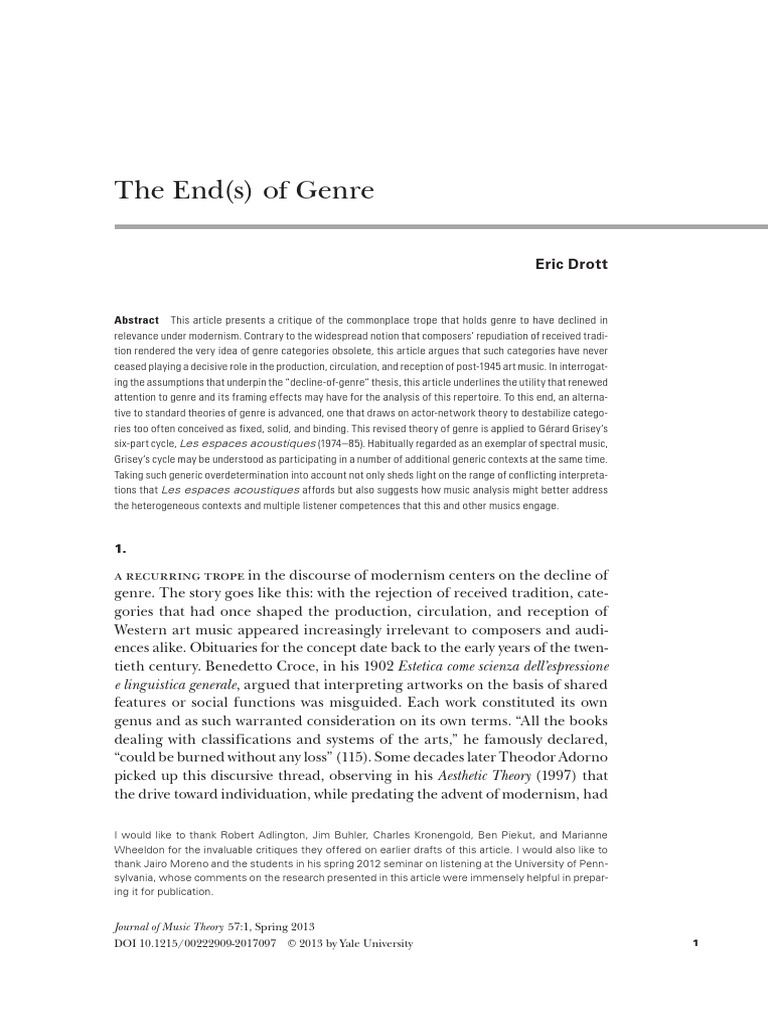 Eric Drott The Ends of Genre | PDF | Genre | Modernism