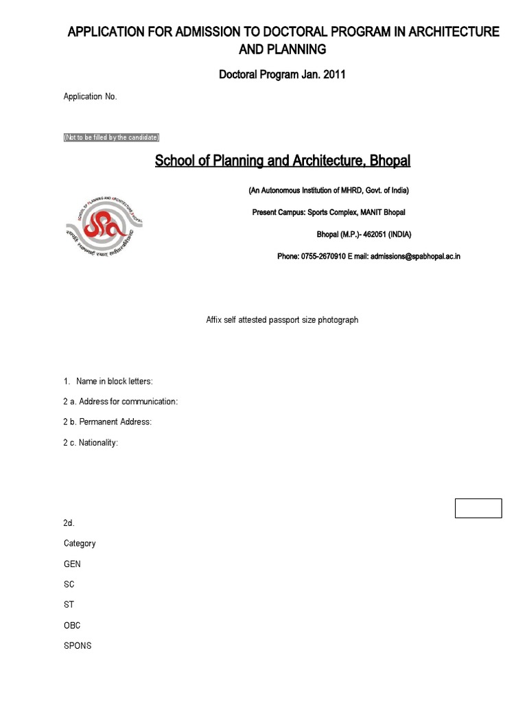 PHD Application Form | PDF | Doctor Of Philosophy | Doctorate