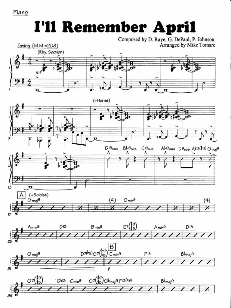 Ill Remember April Piano | PDF