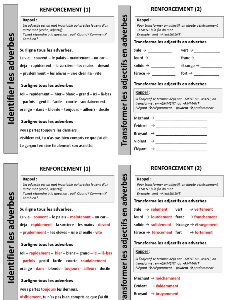 Les Adverbes 1 | PDF | Adverbe | Grammaire