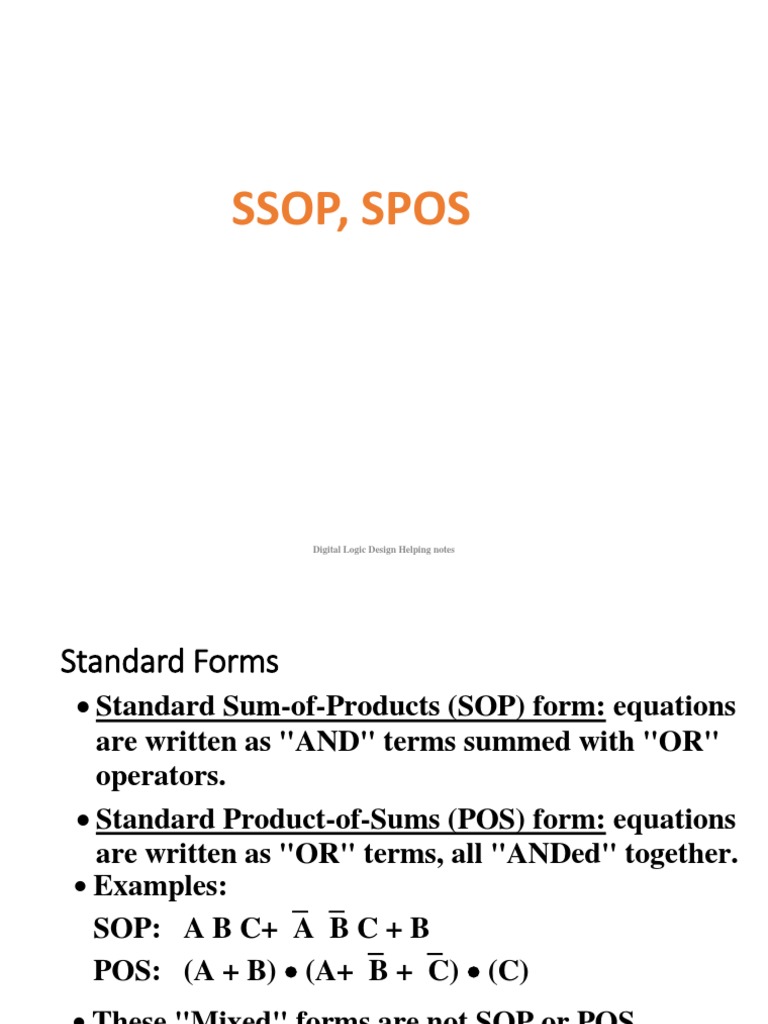 Ssop, Spos: Digital Logic Design Helping Notes | PDF | Logic Synthesis ...