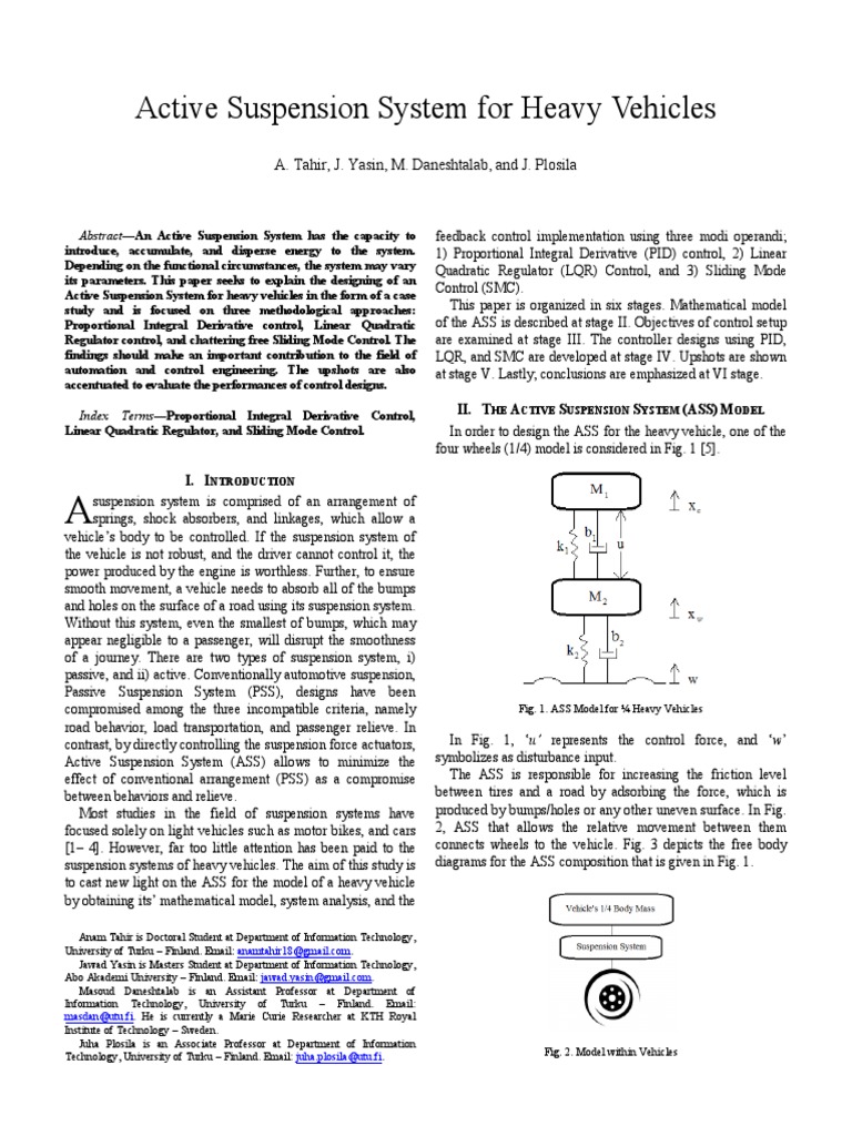 Active Suspension System For Heavy Vehicles | PDF | Control Theory ...