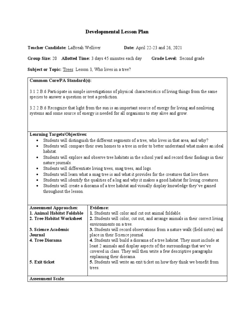 Developmental Lesson Plan 3 | Download Free PDF | Fungus | Habitat