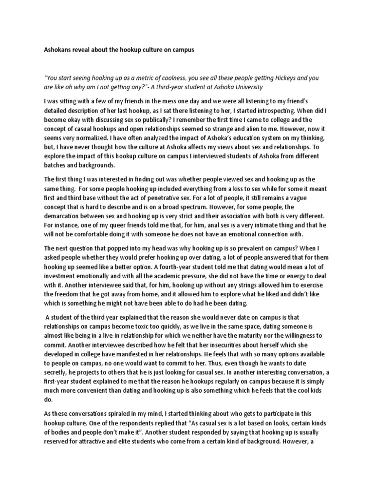 Ashoka University Hookup Culture Insights | PDF | Casual Sex | Human Nature