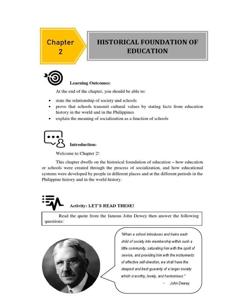 Historical Foundation of Education: Learning Outcomes | PDF ...