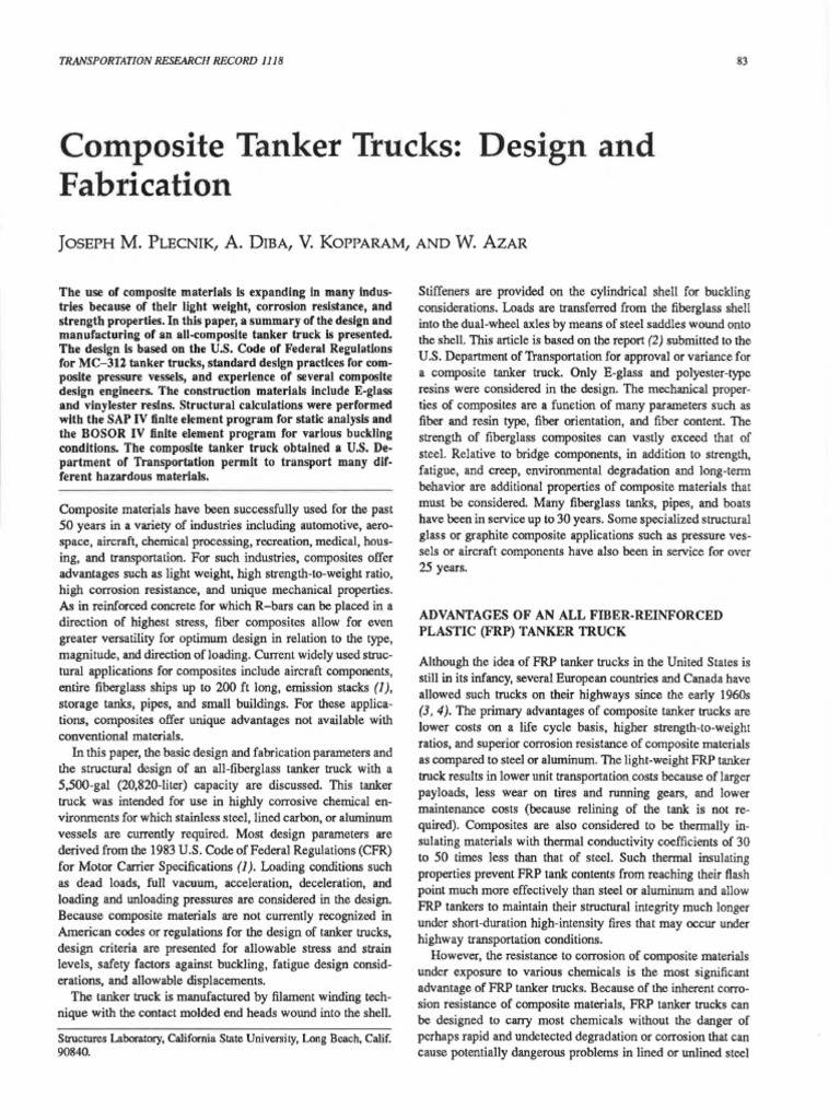 Composite Design for MC-312 Tanker Trucks | PDF | Composite Material ...