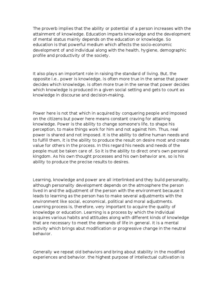 Knowledge Is Power | PDF | Self | Learning