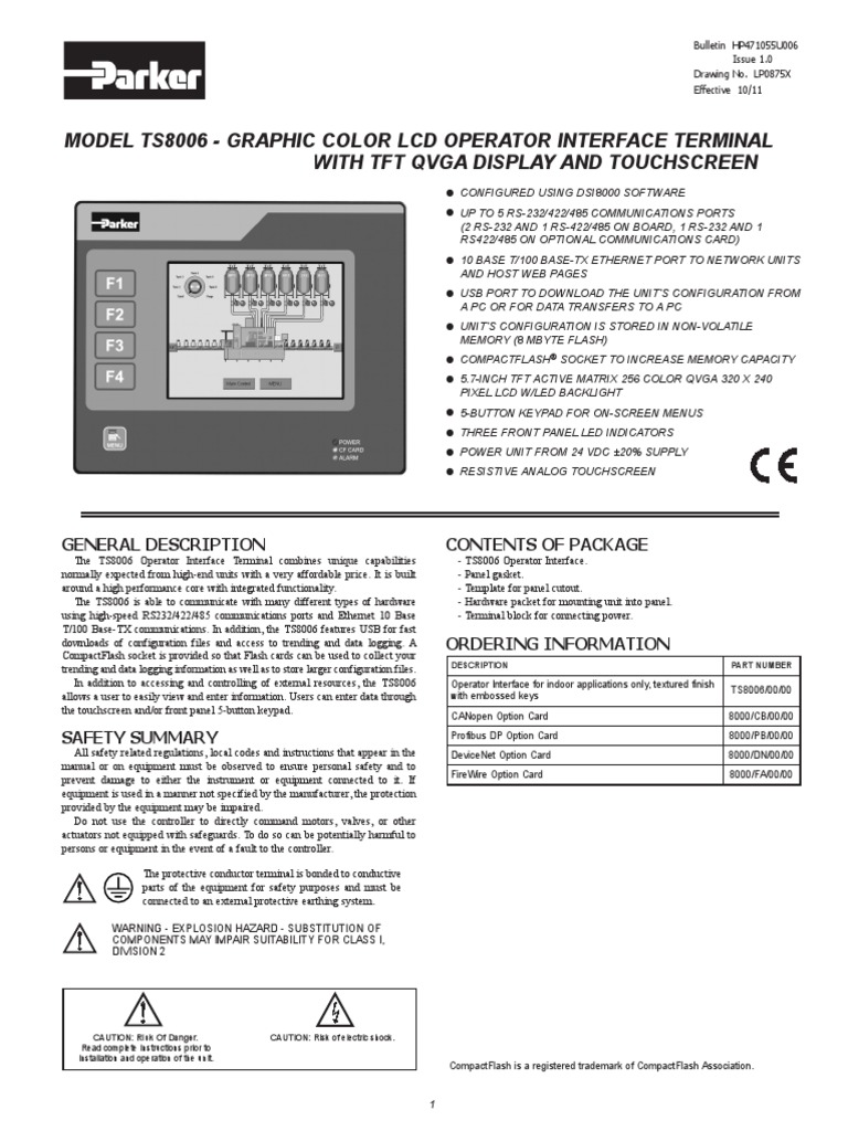 Hmi TS8006 Parker | PDF | Electromagnetism | Computer Science