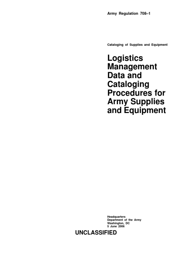 Logistics Management Data and Cataloging Procedures for Army Supplies ...