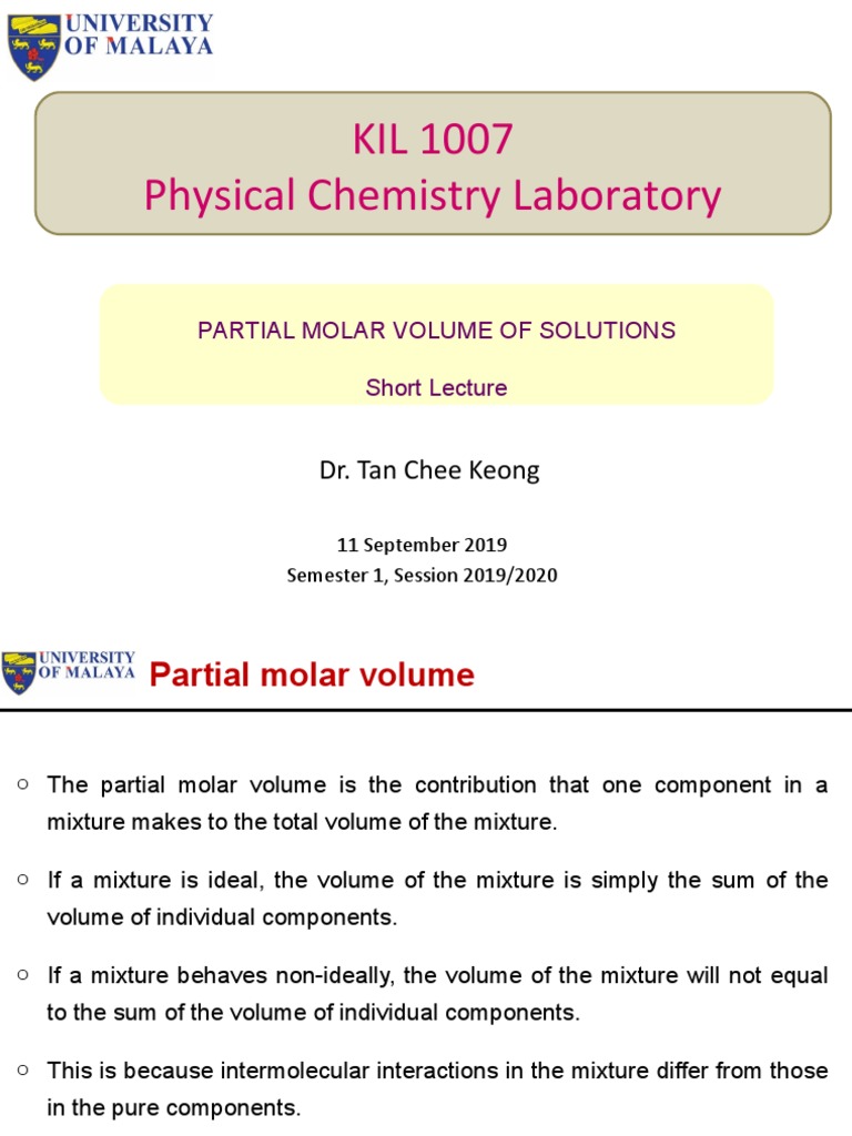 Partial Molar Volume Experiment | PDF | Mole (Unit) | Mixture