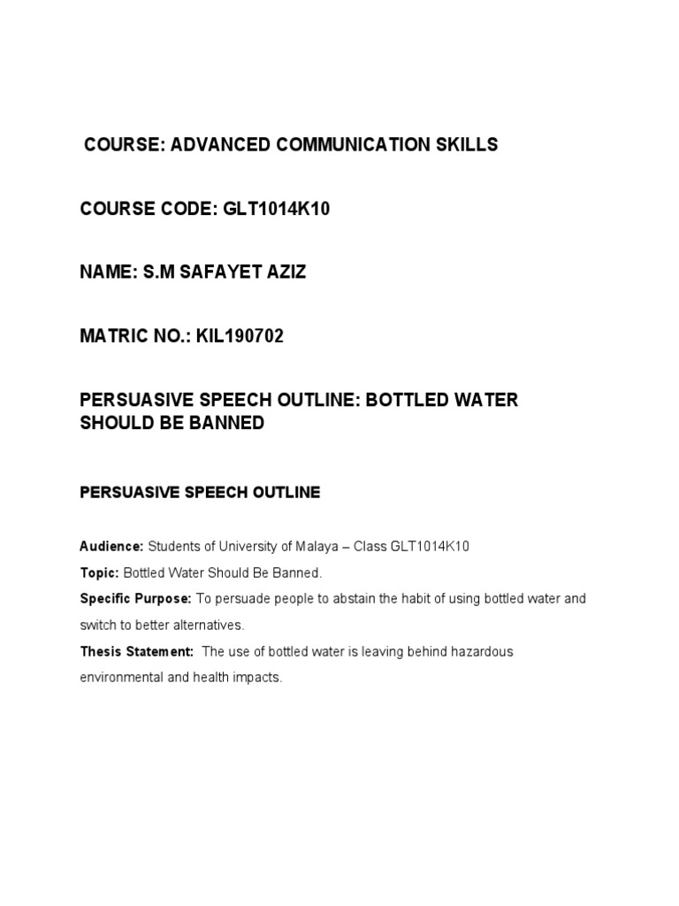 Bottled Water Should Be Banned | PDF | Plastic | Bottled Water