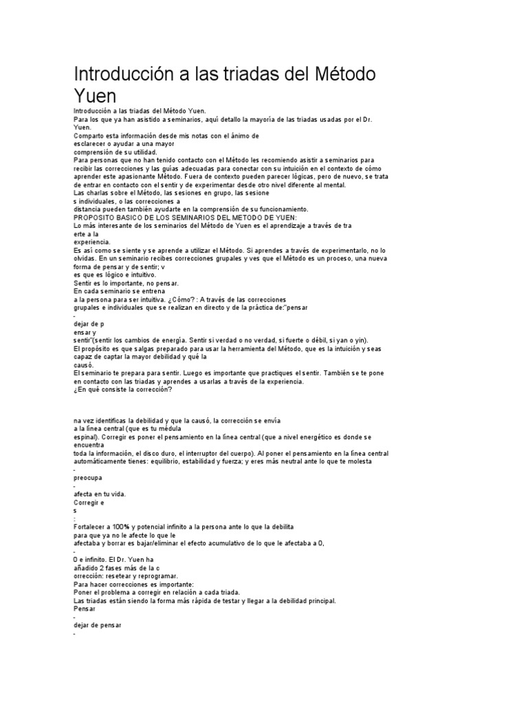 Triadas del Método Yuen: Guía Práctica | PDF | Karma | Alma