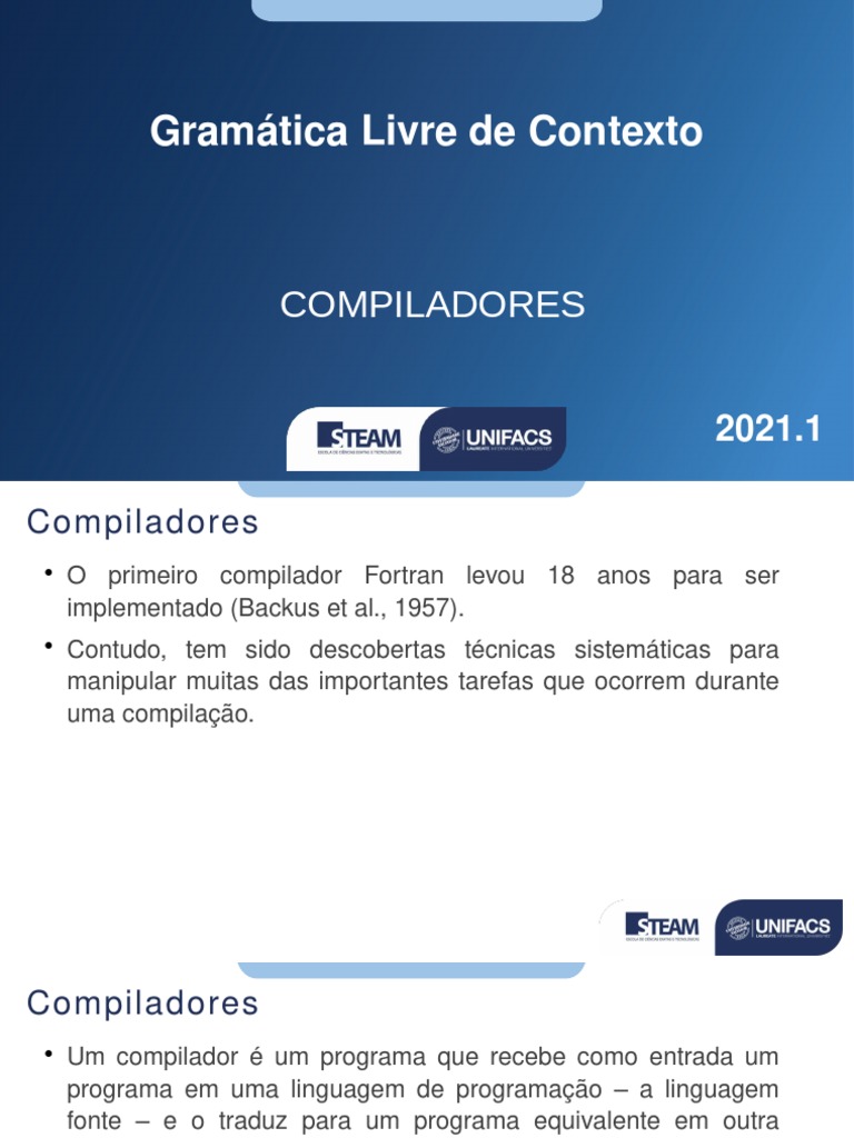 Aula 3 - Compiladores | PDF | Compilador | Análise sintática ...