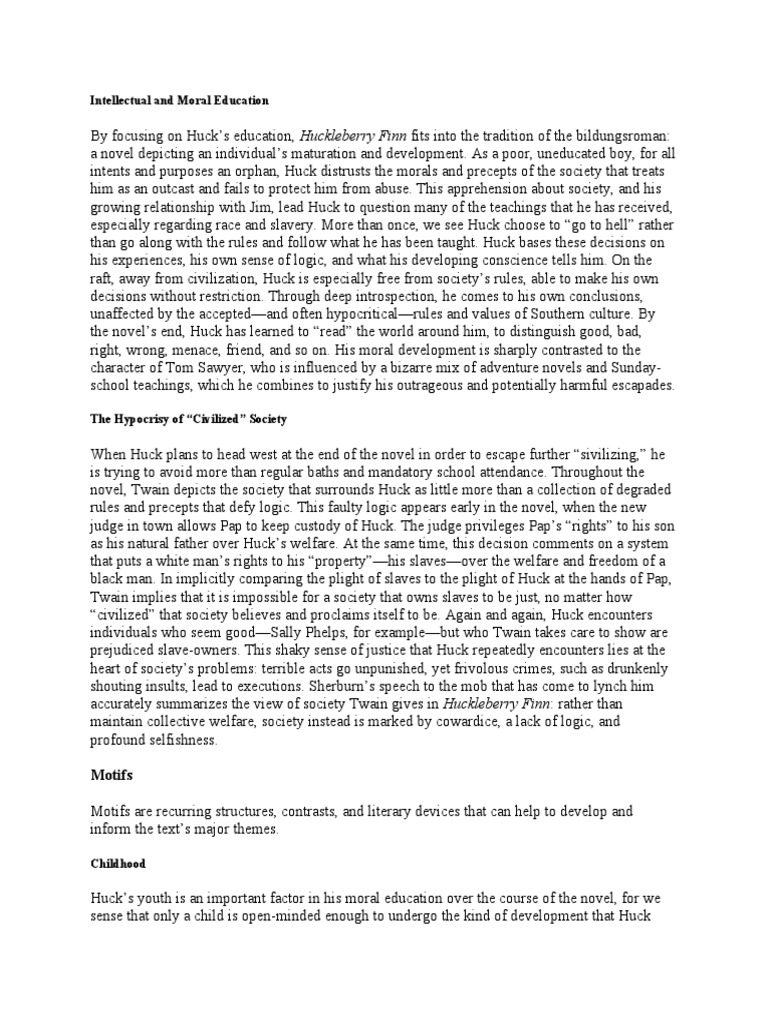 Intellectual and Moral Education | PDF | Huckleberry Finn