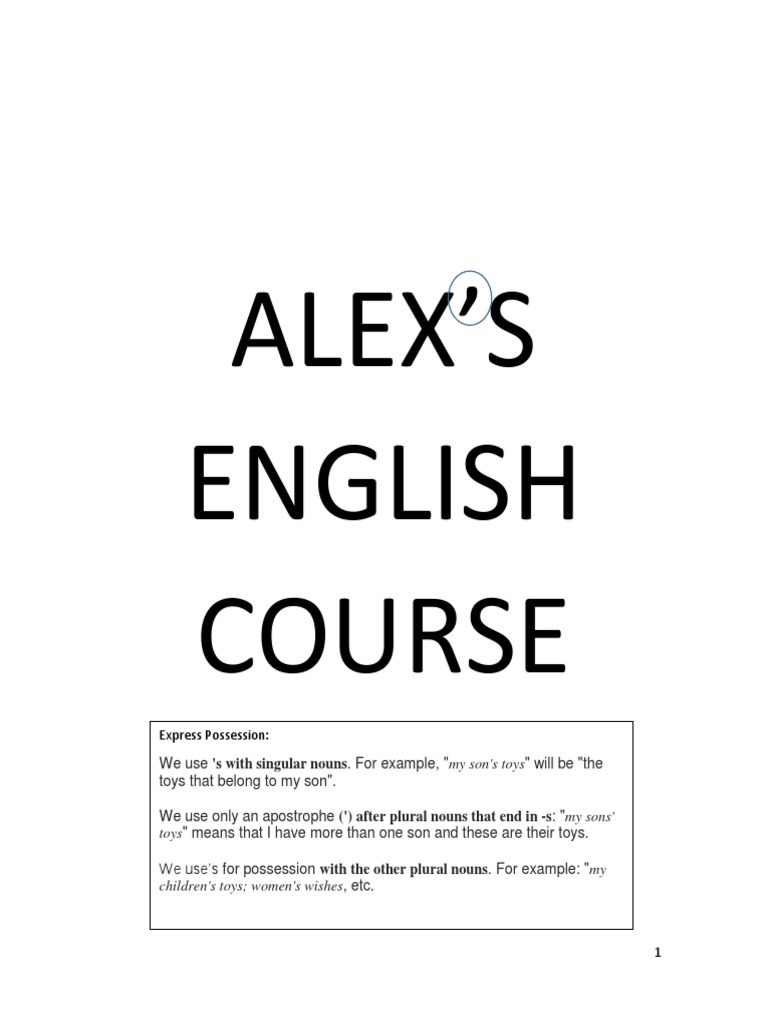 English Course 1 | PDF | Plural | Grammatical Number