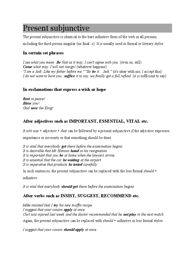 The Subjunctive | PDF | Grammar | Language Mechanics