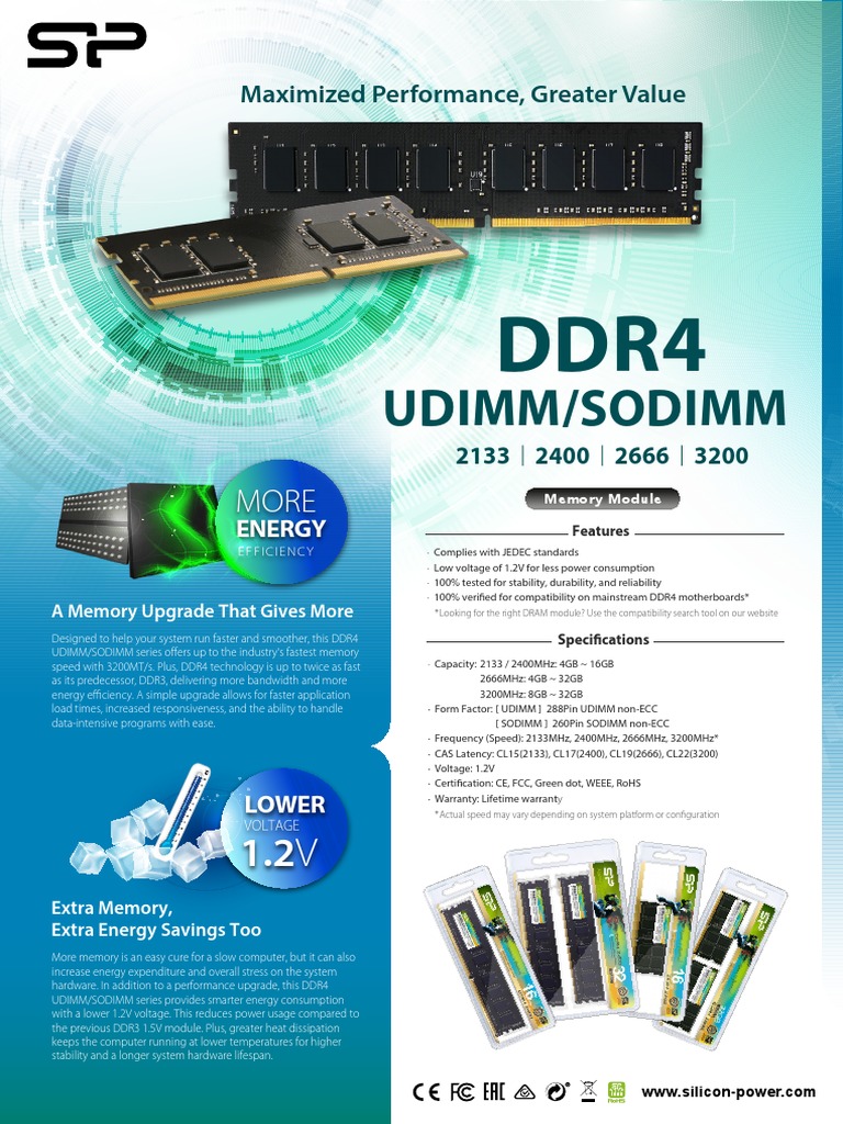 Udimm/Sodimm: Maximized Performance, Greater Value | PDF | Computer ...