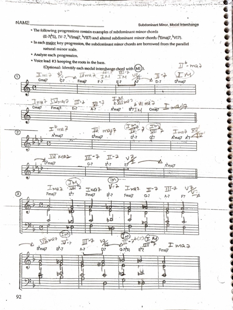 Berklee Study Supplement For Harmony 1 and 2 Pag 92 Answer | PDF