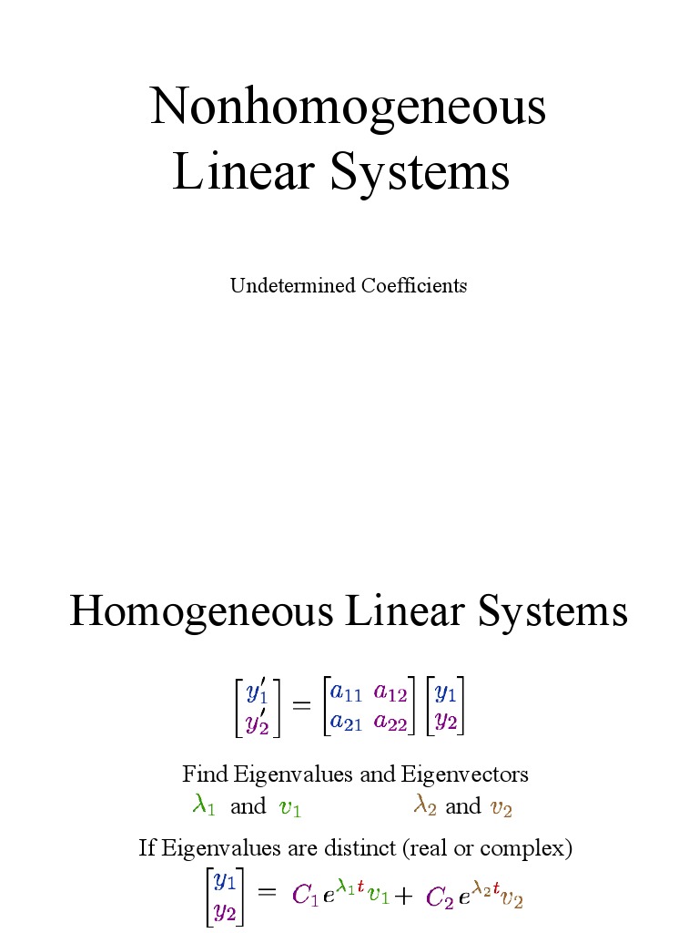 Nonhomogeneous Linear Systems: Undetermined Coefficients | PDF ...