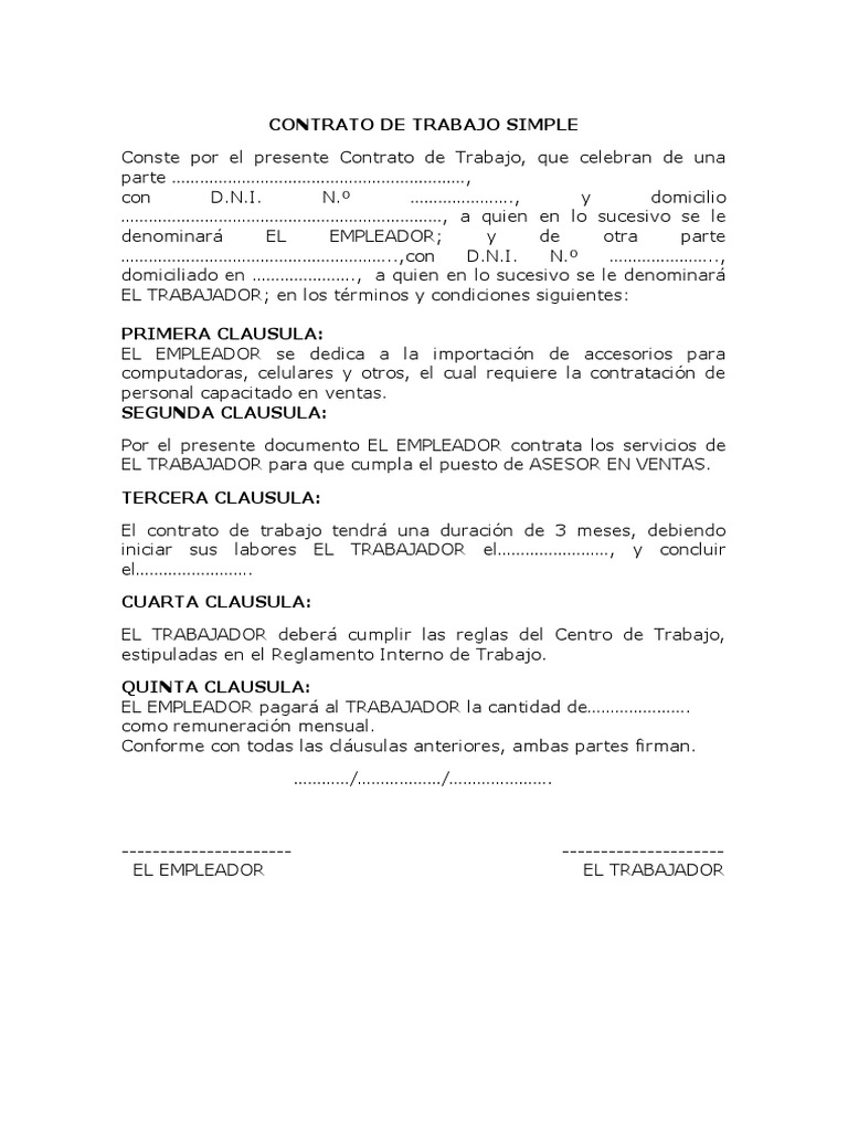 Modelo de Contrato Simple | PDF