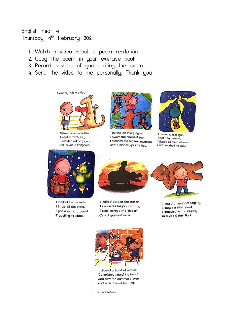 English Year 4 Poem | PDF | Foreign Language Studies