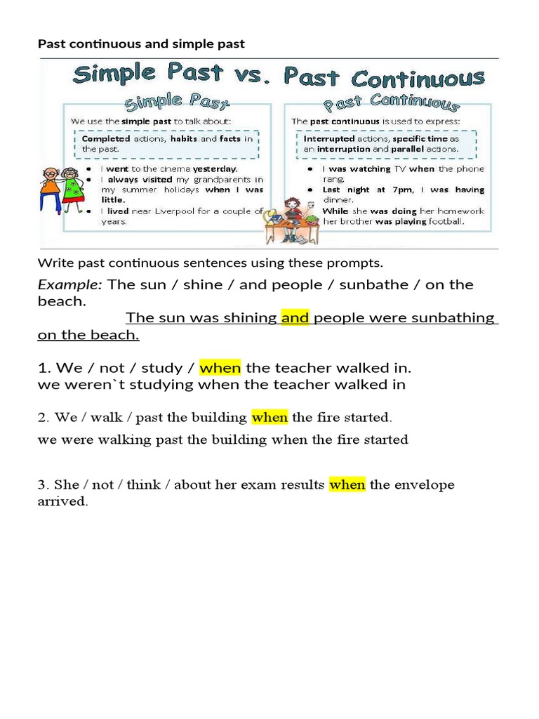 Past Continuous vs Simple Past Exercises | PDF | Language Arts & Discipline