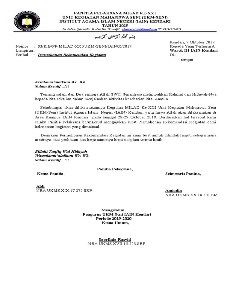 MILAD UKM-SENI IAIN KENDARI | PDF